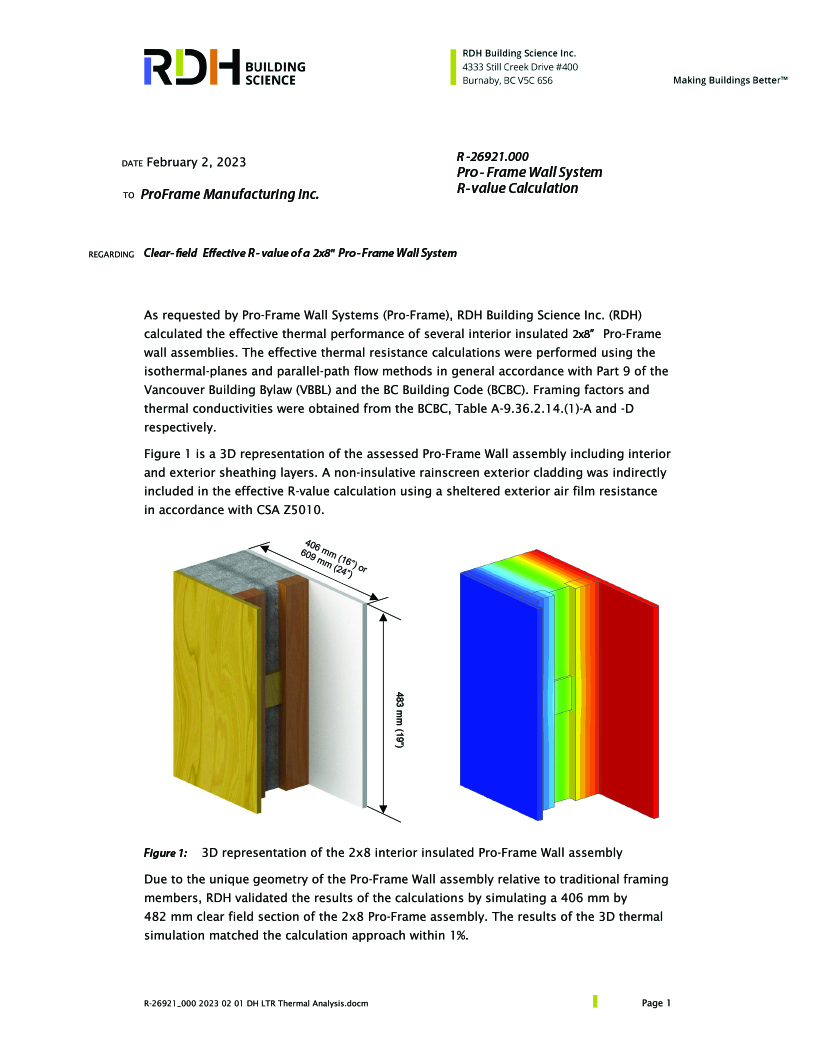 Energy Modelling - Pro Frame Wall System